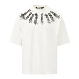 Palm Angels Homme, Tops, Beige, Taille: M Big Neck Logo Tee
