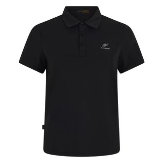 Plein Sport Pique Polo T-Shirt Reflective Scratch - - Sport - Damen - Schwarzk - S