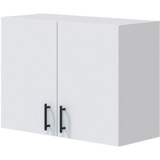 PEGANE Meuble &agrave; suspendre, meuble haut pour cuisine avec 2 portes coloris blanc brillant - hauteur 59 x longueur 80 x profondeur 34 cm