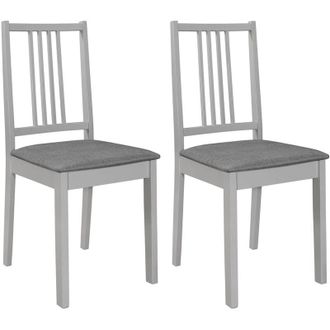 vidaXL Esszimmerst&uuml;hle mit Kissen 2 Stk. Grau Massivholz Vidaxl