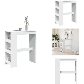 vidaXL Table de bar et &eacute;tag&egrave;res blanc 90x40x103,5 cm bois ding&eacute;nierie - Table De Bar - Tables De Bar - Table De Pub - Table De Bar De Cuisine