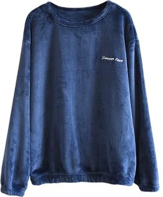 Generic Chemise de nuit en flanelle douce, haut confortable &agrave; manches longues pour les nuits froides, pull de nuit avec coupe d&eacute;contract&eacute;e, chemise de pyjama 