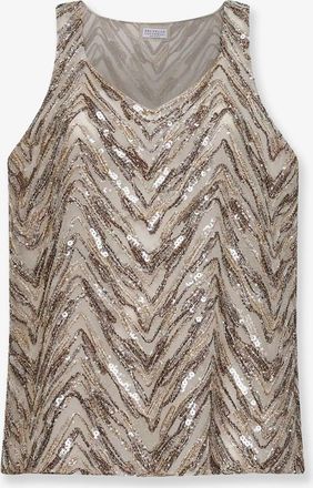 Brunello Cucinelli Chevron Sequin Top - BRUNELLO CUCINELLI - gender_Woman