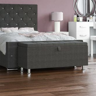 Home Discount Home Discount - Valencia Stauraum Ottoman Sitzbank Bettdecke Kiste Flur Schlafzimmer Truhe, Dunkelgrau-Leinen