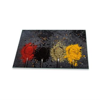 Decorwelt Herdabdeckplatte Abdeckung Ceranfeld Abdeckplatte Schneidebrett 1-Teilig 80x52 Gew&uuml;rze Mehrfarbig Spritzschutz Glasplatte Ceranfeldabdeckung Schutz He