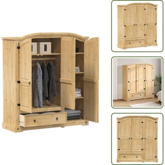 vidaXL The Living Store Kleiderschrank Corona 151,5x52x170 cm Massivholz Kiefer - Holzschr&auml;nke - Kleiderschrank - Massivholzklaederschrank