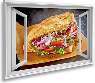 Islandburner Prime Bild auf Leinwand Fensterblick Türkischer Döner Kebab auf goldgeröstet Bilder Wandbilder Poster