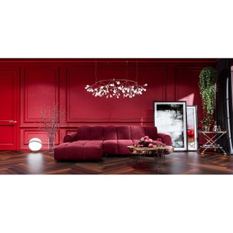 Jack & Alice home24 Ecksofa Malter Rot/Rot Samt 293 x 83 x 198cm Longchair davorstehend links mit Schlaffunktion Glamour