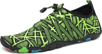 Saguaro Badeschuhe Strandschuhe Aquaschuhe Wasserschuhe Surfschuhe Schwimmschuhe für Damen Herren Kinder, Streifen Grün 37
