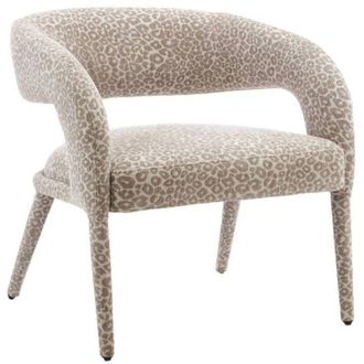 Made In Meubles Fauteuil en tissu &agrave; motif l&eacute;opard Indira