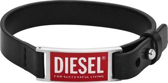 Diesel Herren Lederarmband mit Druckknopfverschluss