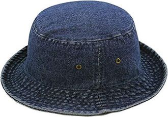 Generic Chapeau bob en denim de coton d&eacute;lav&eacute; pour femme, noir fonc&eacute;, S