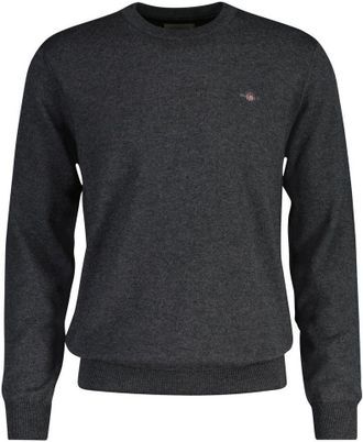 GANT Rundhalspullover CTN/WO C-NECK mit Logostickerei