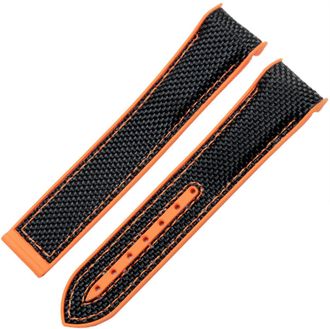 Generic Watch Armband für Omega 300 Seamaster 600 Planet Ozean Klappschnalle Silikon Nylon -Gurt -Uhrzubehör Uhren -Zubehör (Farbe: Schwarz Orange, Größe: 22 