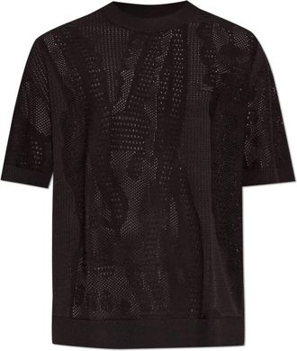 Lacoste Homme, Pulls, Brun, Taille: S Pull &agrave; manches courtes en maille ajour&eacute;e