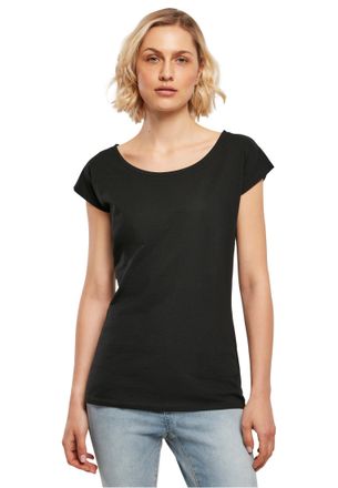 Build Your Brand Damen T-Shirt Ladies Wide Neck Tee, Farbe Black, Gr&ouml;&szlig;e 5XL