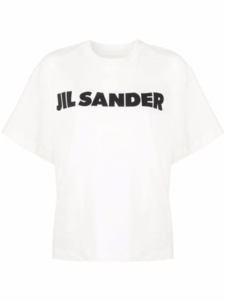 Jil Sander Kastiges T-Shirt mit Logo - Wei&szlig;