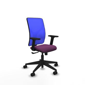 Piqueras y Crespo Verstellbarer Lendenwirbelstuhl mit 2D-Armlehnen, ausgestattet mit 3 Positionen und Schneideschaum, mit 65 mm Nylon-Rollen, Blau/Violett