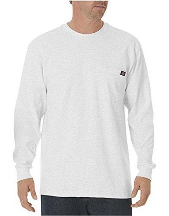 Dickies Long Sleeve Heavyweight Crew Neck Shirt épais à Manches Longues et col Ras-du-Cou pour Homme, Blanc, Taille 2XL, XXL Grande