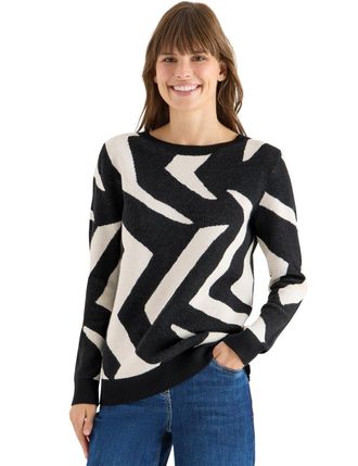 Cecil Pullover mit Grafikmuster Black XXL