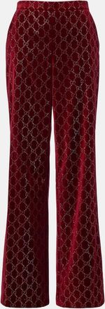 Gucci Weite Hose GG aus Baumwollsamt mit Kristallen
