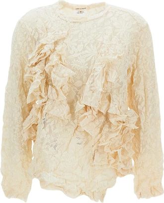 Comme Des Gar&ccedil;ons Femme, Blouses et Chemises, Blanc, Taille: 42 FR Top girocollo &agrave; manches longues