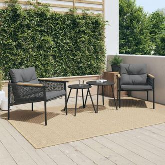 vidaXL Gartenst&uuml;hle mit Kissen 2 Stk. Schwarz Stahl - Vidaxl