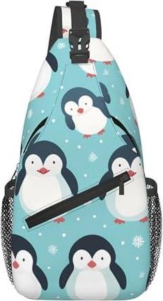Generic Sacoche Bandouliere Adorables pingouins, animaux de lAntarctique Antivol Sling Bag Casual Sac &agrave; Dos Militaire pour Homme Femme Randonn&eacute;e