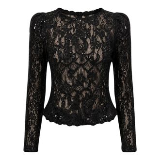 Actualee Spitzen-Transparenz-Top - - Blouses & Shirts - Damen - Schwarzk - XS