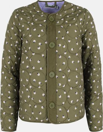 Danef&aelig; Daneland Steppjacke Oliv Gr&uuml;n Blumen Floral &Uuml;berg