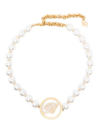Blumarine collier &agrave; d&eacute;tail de logo - Or