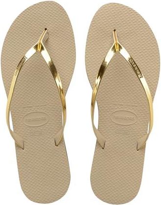 Havaianas You Metallic, Sandales Confortables, Élégantes et Polyvalentes, Fines Lanières à Finition Métallisée, Petit Talon, Femme