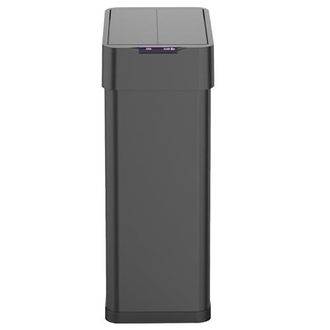 Kitchen Move Abfalleimer f&uuml;r die K&uuml;che, automatisch, 70 l, Silverlake Schwarz, aus Edelstahl mit Umreifung, Schmetterlings&ouml;ffnung, gro&szlig;es Fassungsverm&ouml;gen