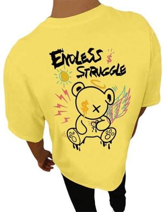 Generic T-shirt imprim&eacute; dos pour homme - T-shirt d&eacute;t&eacute; &agrave; manches courtes - T-shirt tendance - Style r&eacute;tro - Chemise d&eacute;contract&eacute;e pour gar&ccedil;on - Col rond - Grand