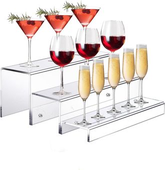 Generico Spirituosenst&auml;nder - Acryl-Arbeitsplatte mit 3 Stufen, transparentes Flaschenerh&ouml;hungsregal | Modularer Bar-Organizer, Aufbewahrungsregal f&uuml;r Zuhause,