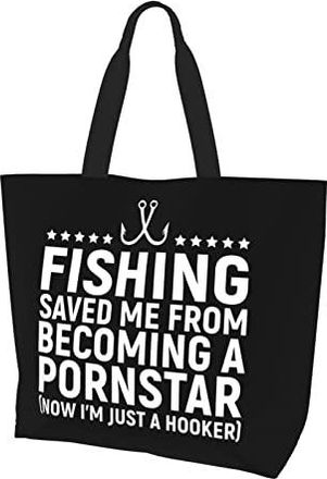 AOOEDM La p&ecirc;che ma sauv&eacute; d&ecirc;tre une star du porno sac fourre-tout en toile r&eacute;utilisable