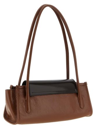 Marni Trunkette Calfskin Leather Shoulder Bag - Brown