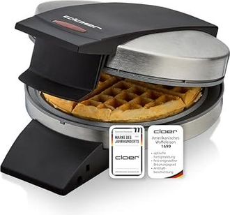 Cloer 1699 Amerikanisches Waffeleisen f&uuml;r eine runde Waffel mit 15,5 cm Durchmesser, mit Antihaftbeschichtung, fest eingestelltem Br&auml;unungsgrad und optische
