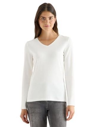 Cecil T-Shirt &agrave; Manches Longues et col en V Vanilla White XXL