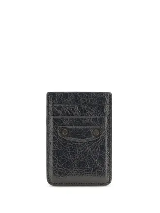 Balenciaga Mens Card Holder Le City Black Lambskin Leather Umbrellas Accessory