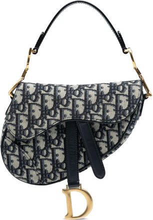Dior sac Saddle Bag en toile à motif Mini Oblique (2018) - Bleu