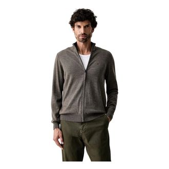 Aeronautica Cardigan en Laine zipp&eacute; - Homme - Pulls - Brun - Taille: M
