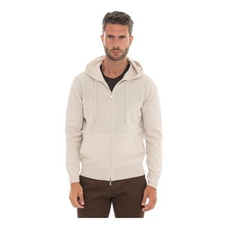 Gran Sasso Kapuzenpullover aus Wolle mit durchgehendem Rei&szlig;verschluss - - Knitwear - Herren - Beige - 2XL