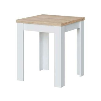 PEGANE Table de cuisine extensible coloris ch&ecirc;ne canadien / blanc artic - Hauteur 79 x longueur 67/134cm x profondeur 67 cm -PEGANE