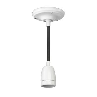 LEDs Com E27 Porzellan- Pendelleuchte wei&szlig;, Textikabel schwarz, DIY, 230V AC, max. 300W