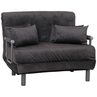 Mendler Schlafsessel HWC-K29, Klappsessel Schlafsofa G&auml;stebett, Liegefl&auml;che 190x100cm, Stoff Chenille (370g/m&sup2;) - dunkelgrau