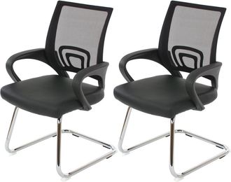 Mendler 2er-Set Konferenzstuhl Ancona, Besucherstuhl, Kunstleder MVG-Zertifiziert - schwarz