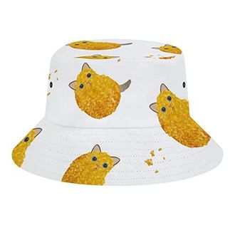 Generic Nuggets De Poulet Frit pour Chat, Blancs, Drôles Et Mignons Chapeaux De Visière Pliable Seau Chapeau Léger Bucket Hat pour Voyage Hommes Camping