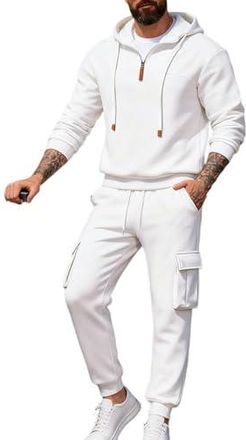 Generic Surv&ecirc;tement pour homme avec demi-fermeture &eacute;clair &agrave; capuche et poches multiples - D&eacute;contract&eacute; - Jogging quotidien - Sport de plein air - Hauts et bas 