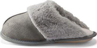 Lands End Pantoffel in Veloursleder-Optik, Damen, Größe:40-41 regular, Grau, Polyester, by Lands End